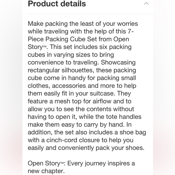 Open Story | Other | Open Story Nwt 7pc Packing Cube Set Black | Poshmark